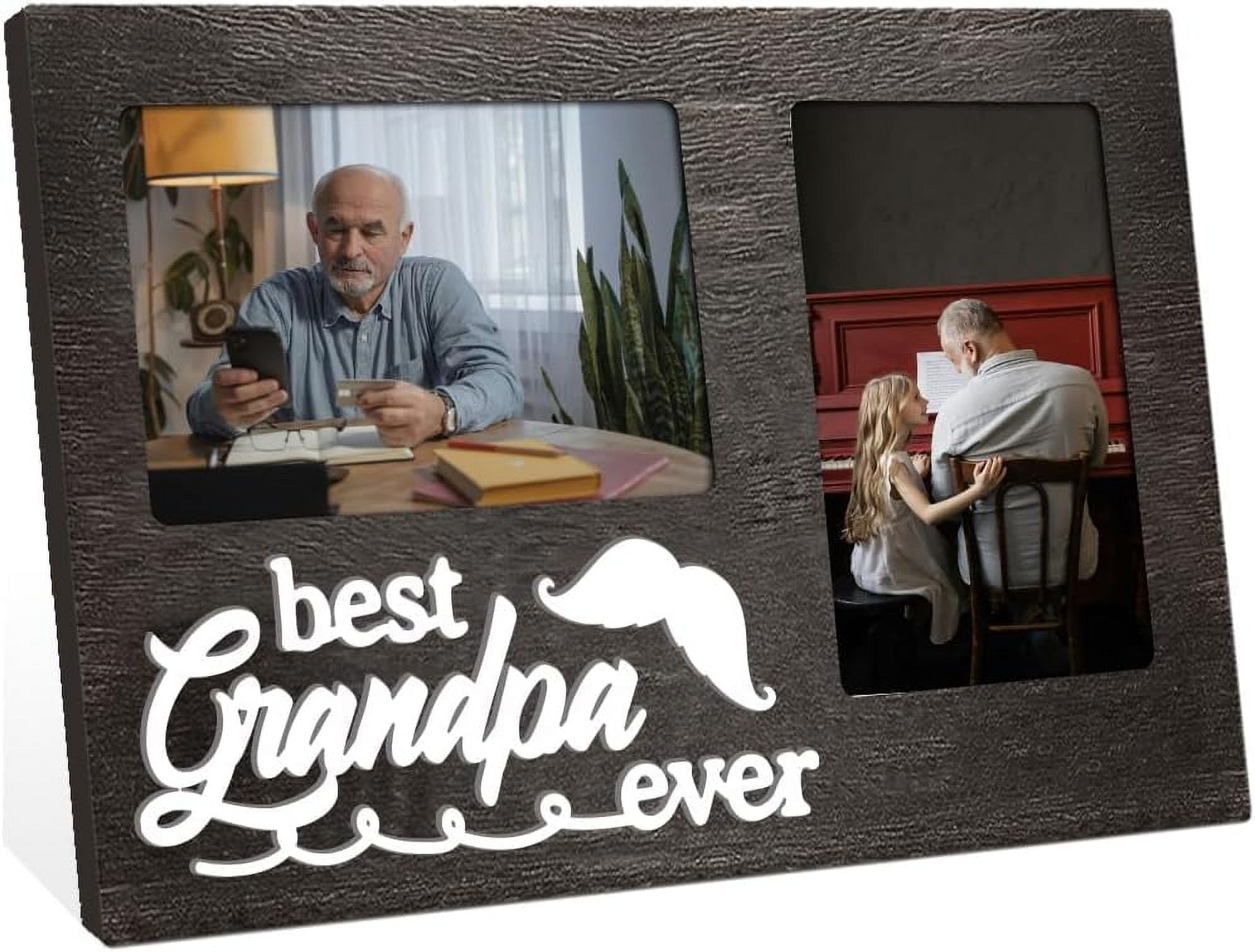 1Pc Picture Frame for Grandpa Black MDF Two Photos Frame Best Grandpa ...