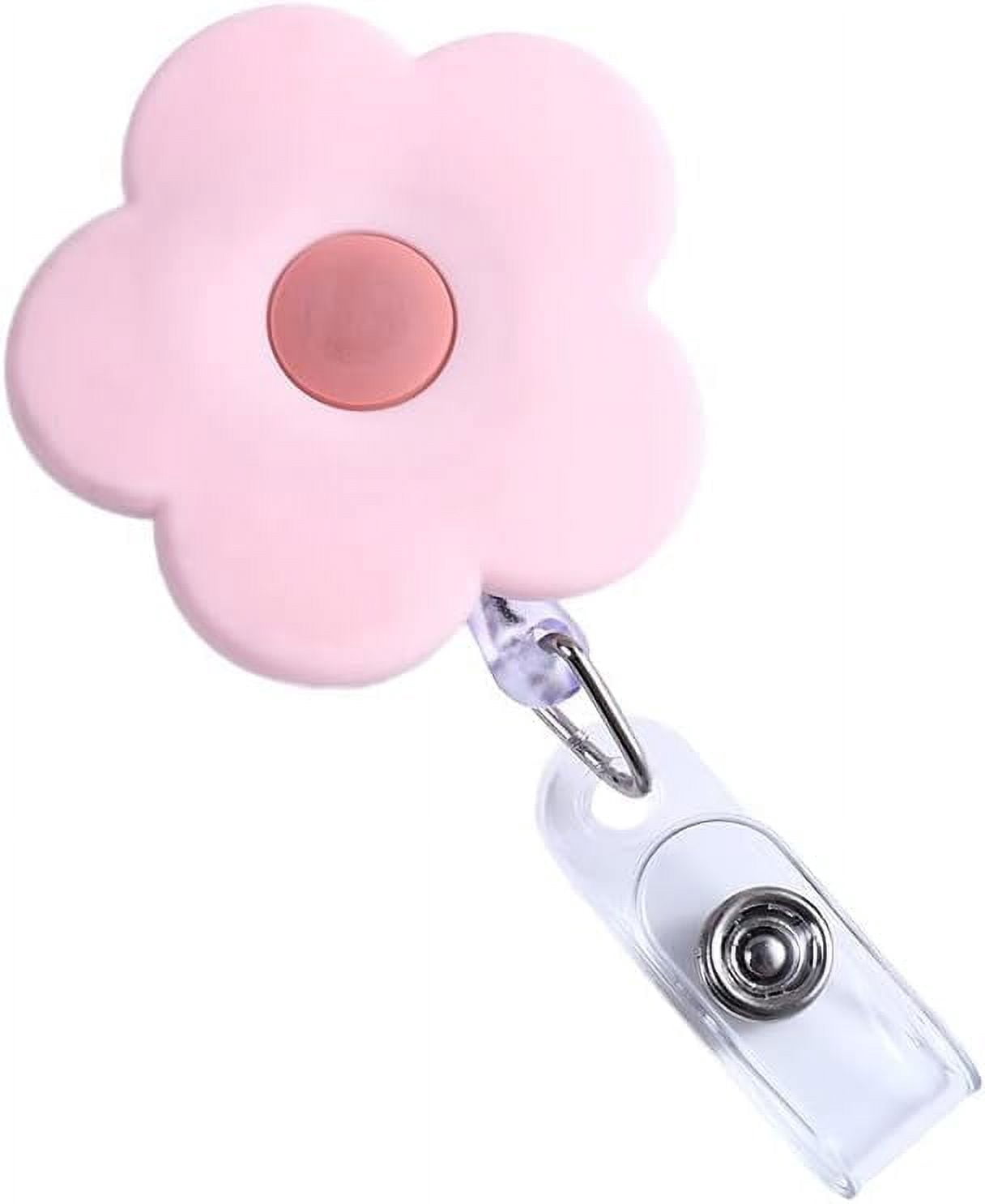 1Pc Pink Cute Badge Reels Retractable with Alligator Clip, Nurse ID ...
