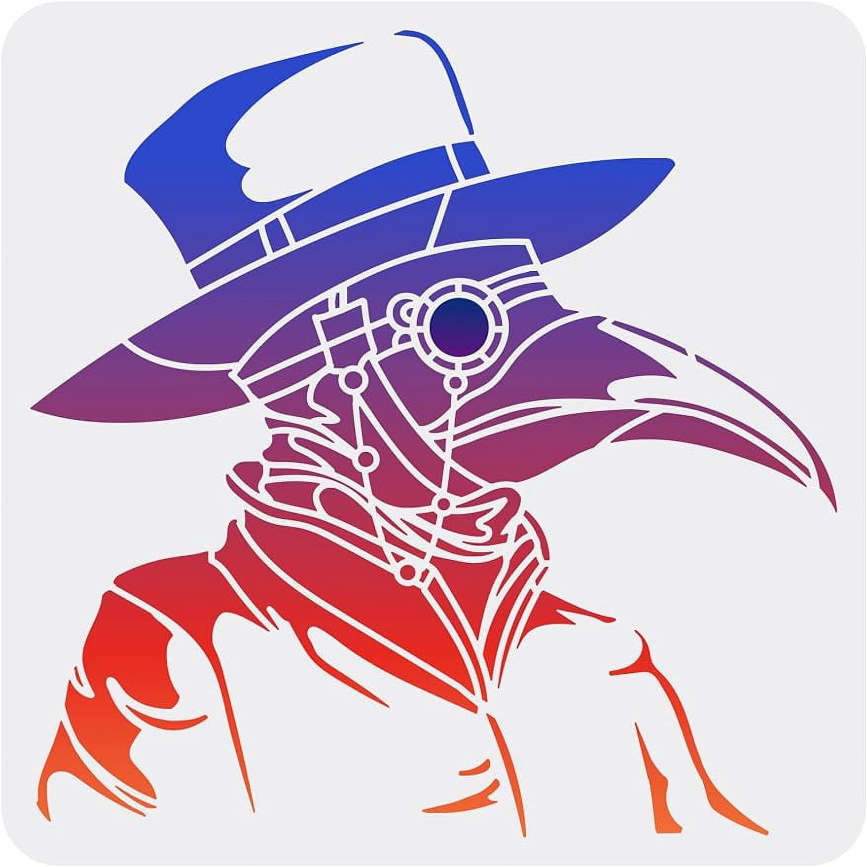 1Pc Plague Doctor Crow Painting Stencil Drawing Template on Wall Wood ...