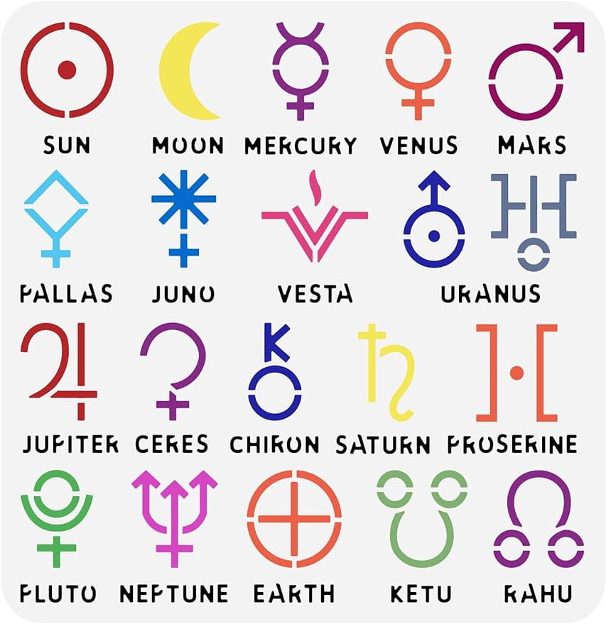 1Pc Planet Symbols Stencil for Painting Large Sun Moon Symbols Words ...