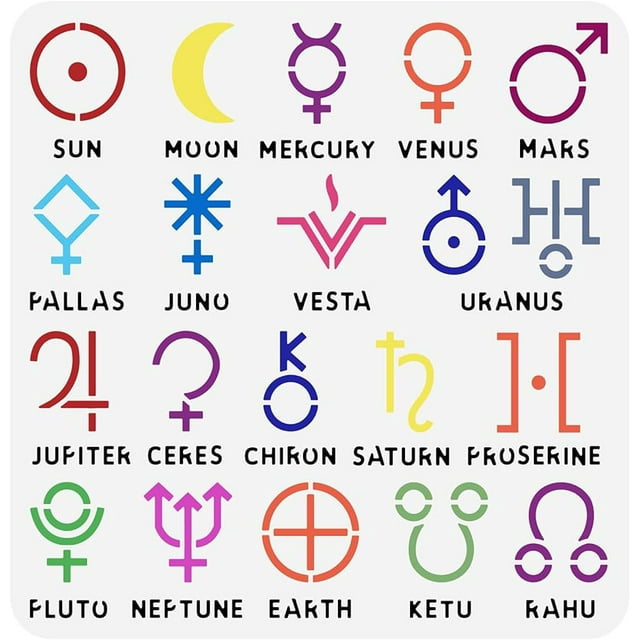 1Pc Planet Symbols Stencil for Painting Large Sun Moon Symbols Words ...