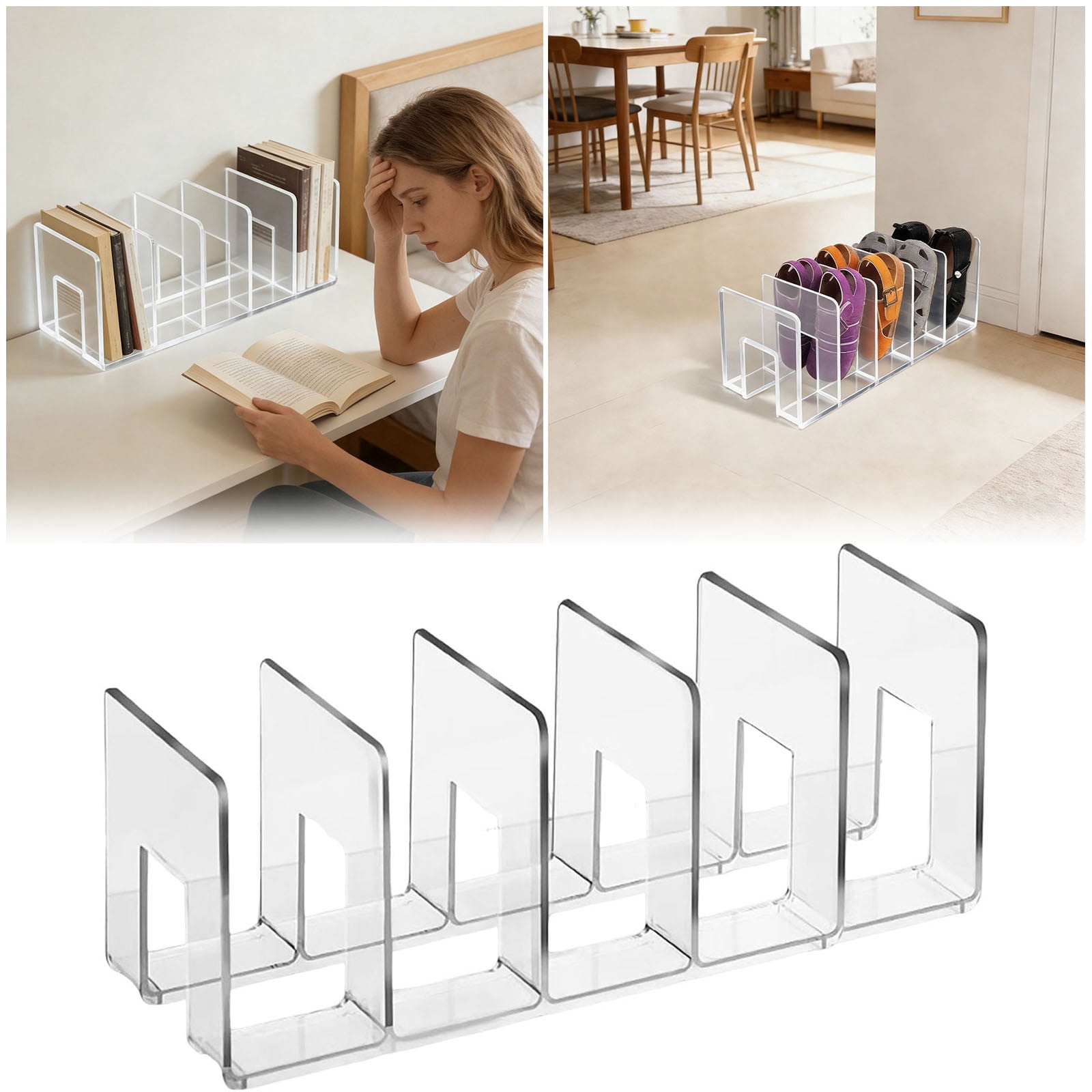 1Pc Plastic Desk File Organizer Holder, 5 Upright Clear Desktop Mails ...