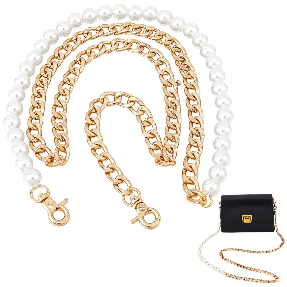 1Pc Plastic Imitation Pearl Beaded Bag Handles with Zinc Alloy Curb ...