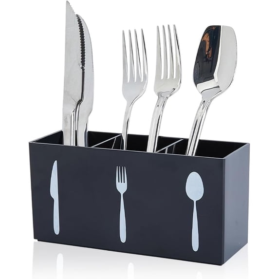 1Pc Plastic Tableware Storage Display Holder Rectangle Black ...