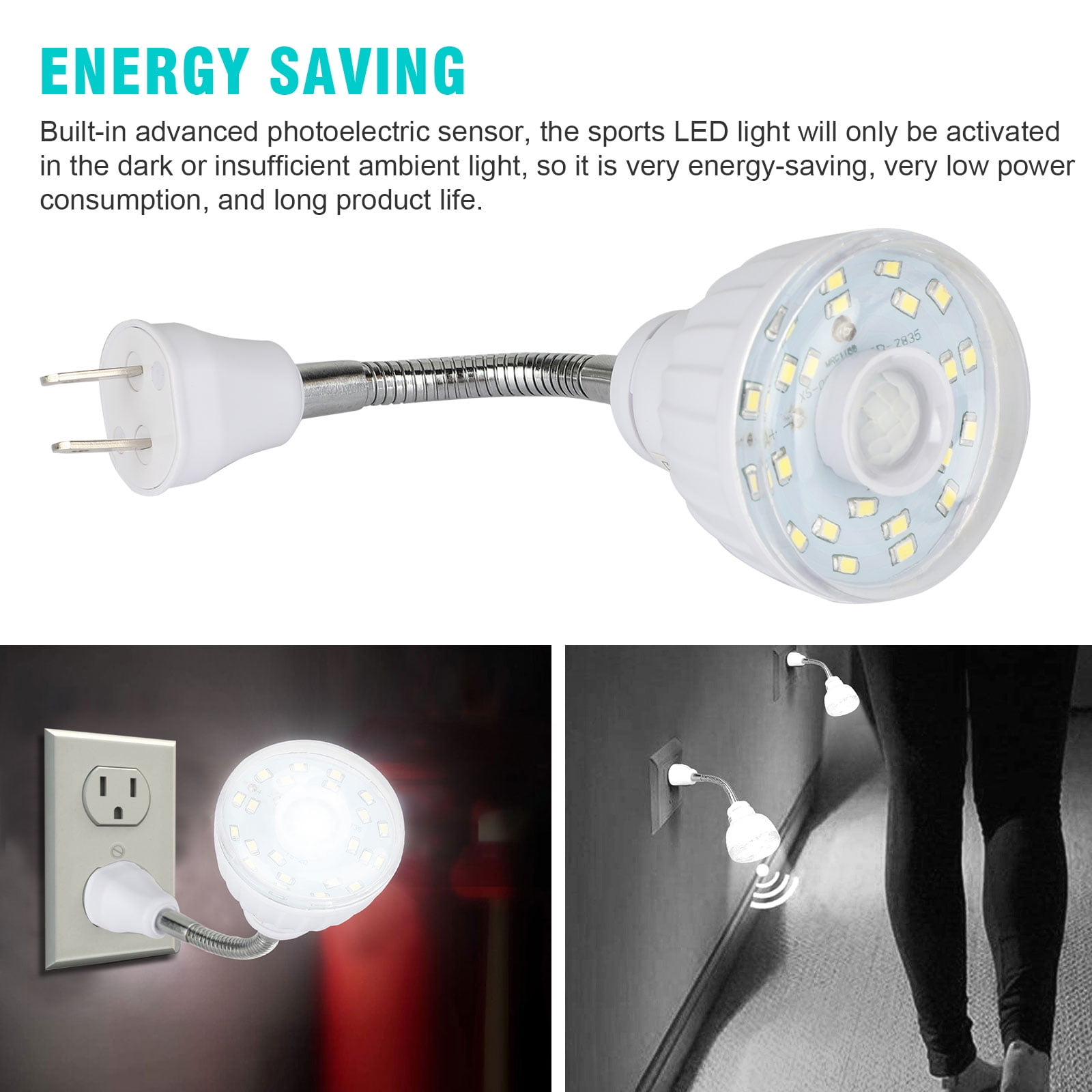 1Pc Plug in LED Night Light, Flexible Gooseneck, Motion Sensor Kids ...