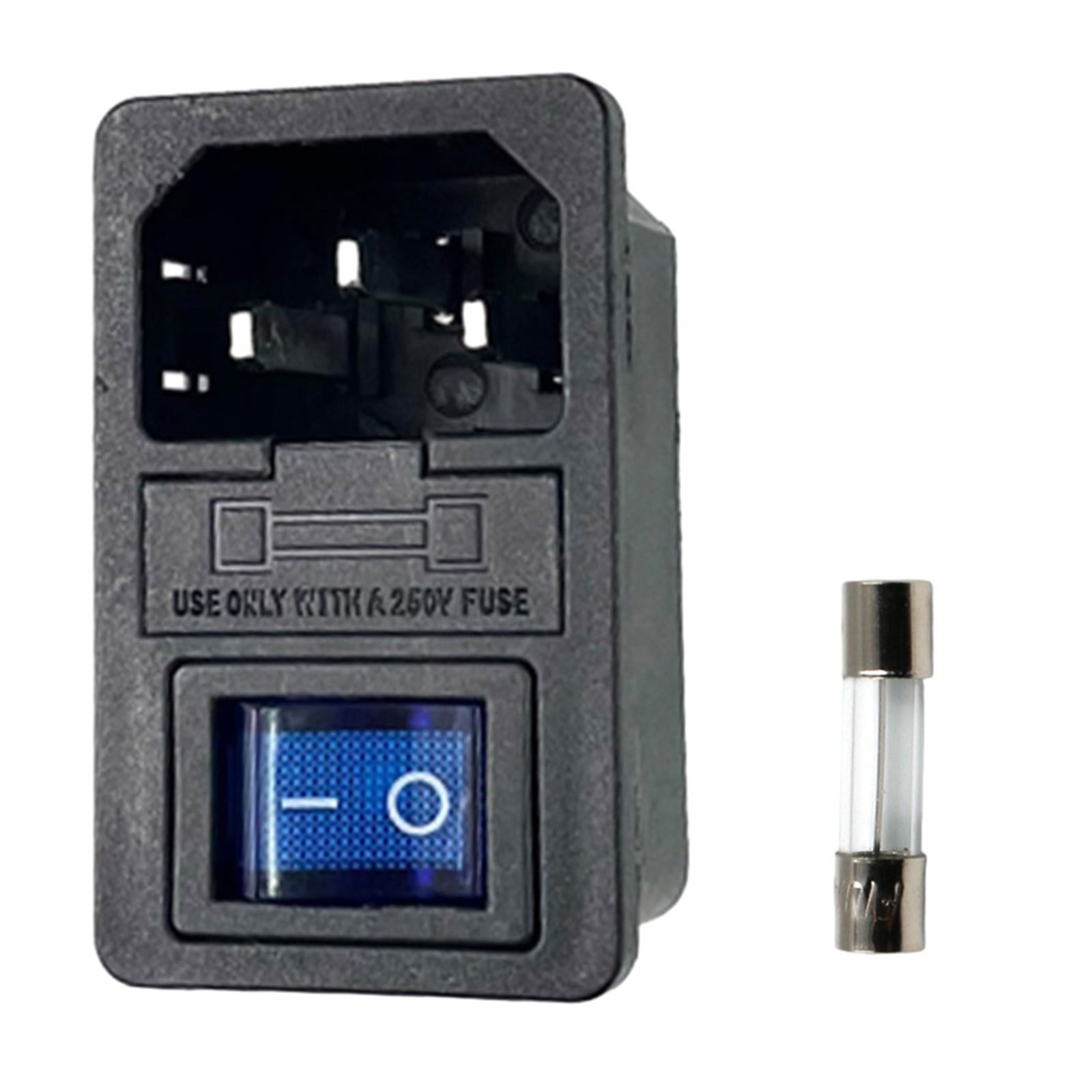 1Pc Power Socket with Switch Fuse 10A 125V Ac 3-Pin Iec320 C14 Power ...