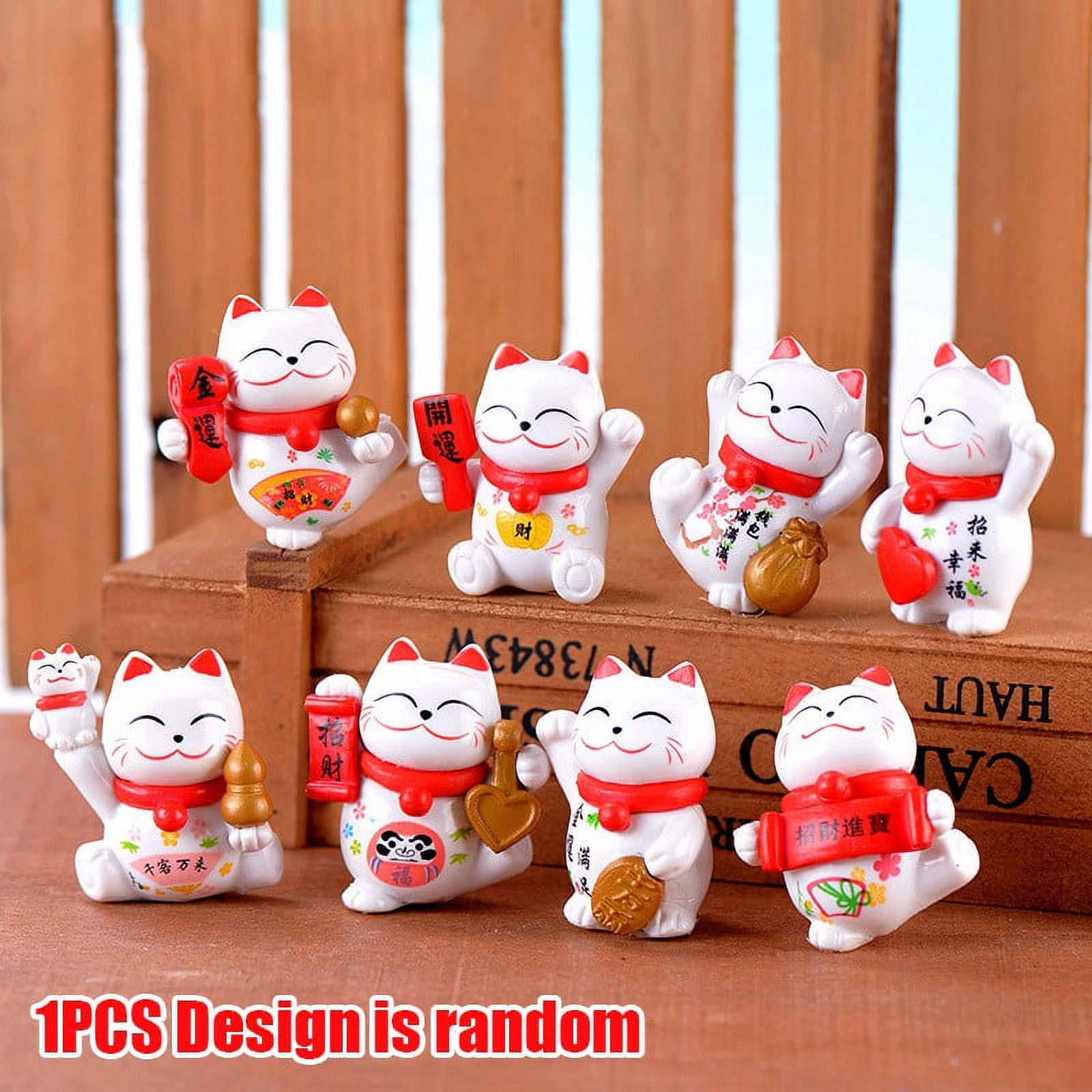 1Pc Pvc Mini Lucky Cat Decoration Cartoon Lucky Wealth Waving Cat Model ...