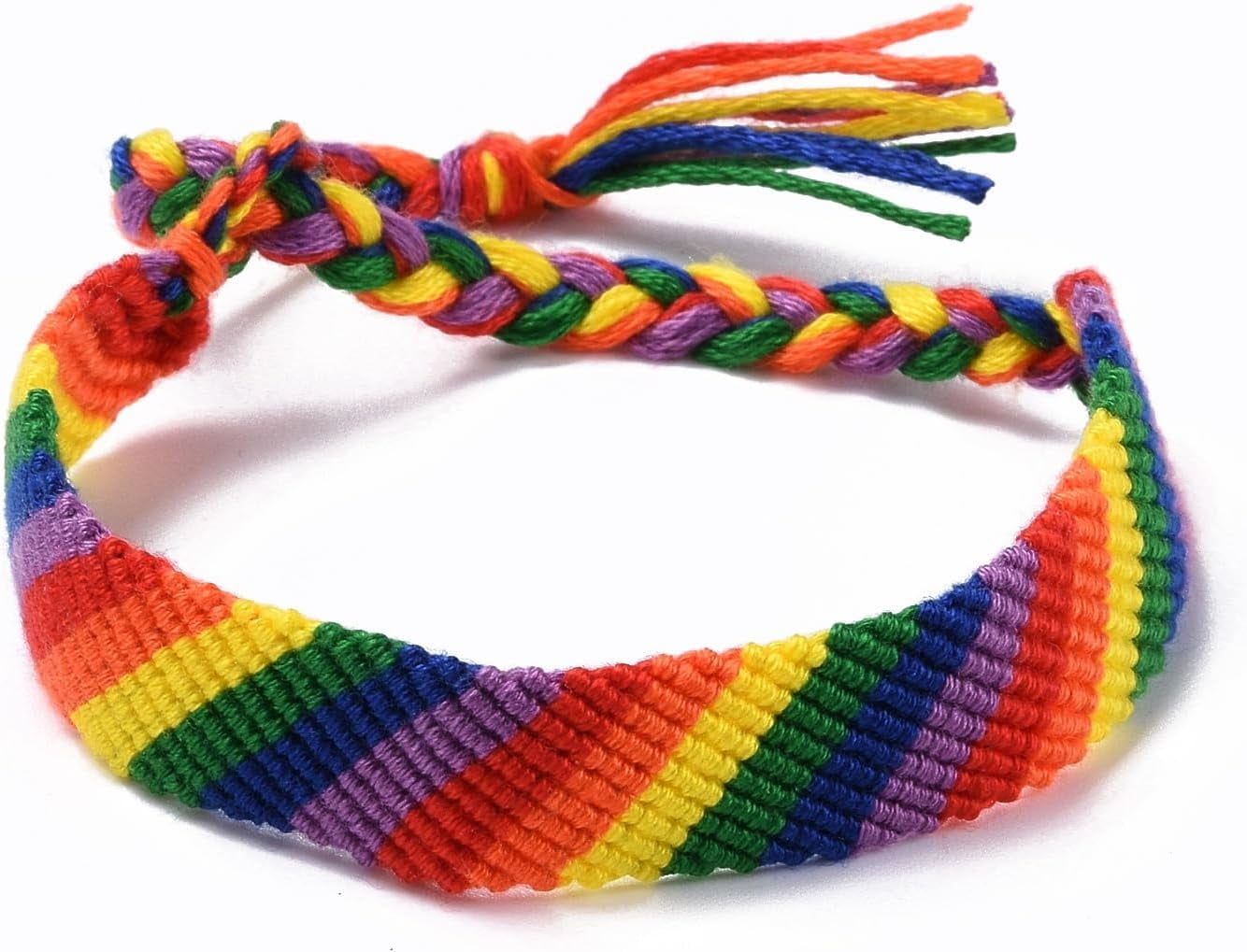 1Pc Rainbow Pride Bracelet Stripe Pattern Cord Bracelet for Men Women ...