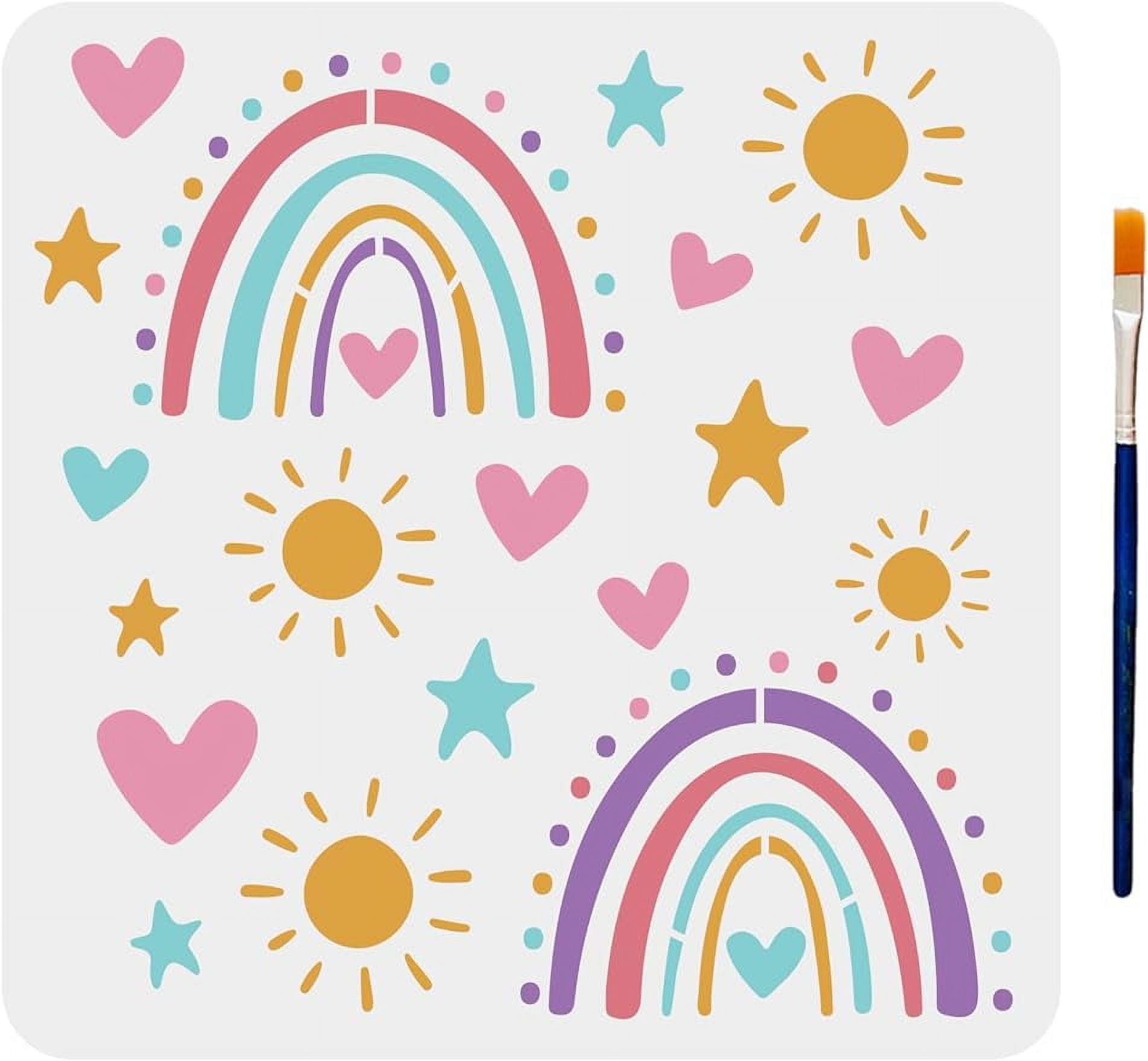 1Pc Rainbow Stencil Template Stars Sun Heart Painting Stencil with ...