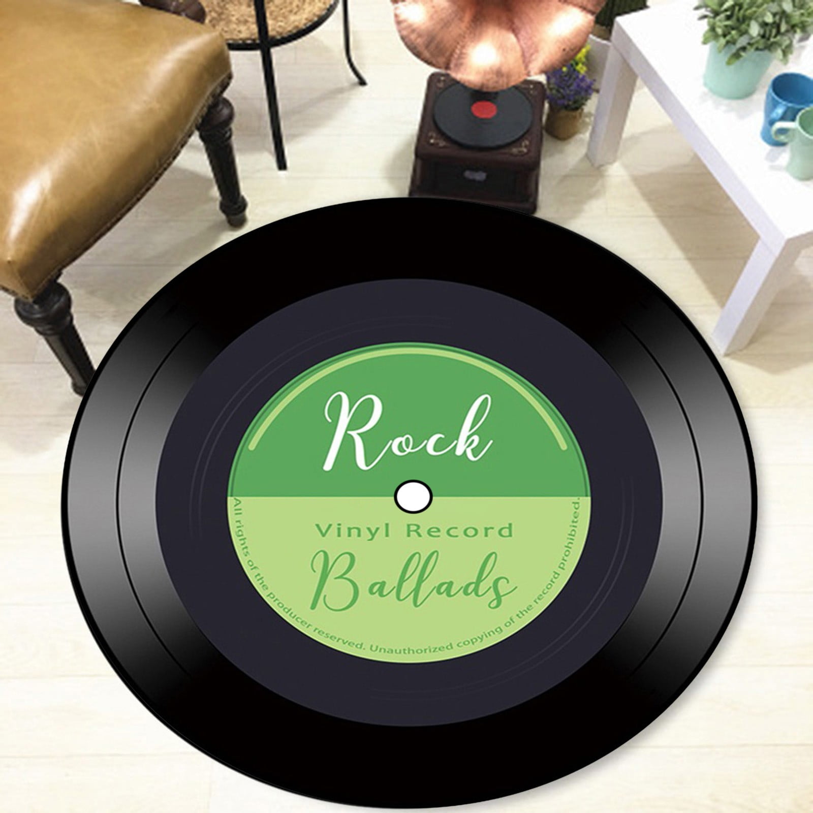 1Pc Record Carpet Vinyl Round Area Fabric Room Carpet Mat Bedroom Floor ...