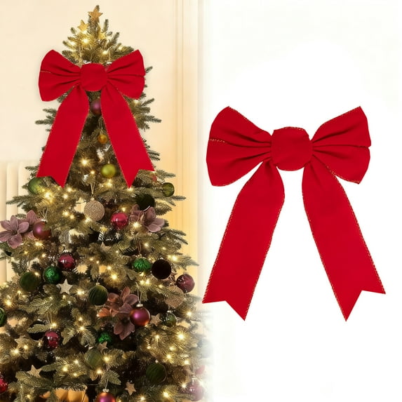 1Pc Red Bow Red Velvet Bows,23.62X11.02In Christmas Tree Wreath Bows ...