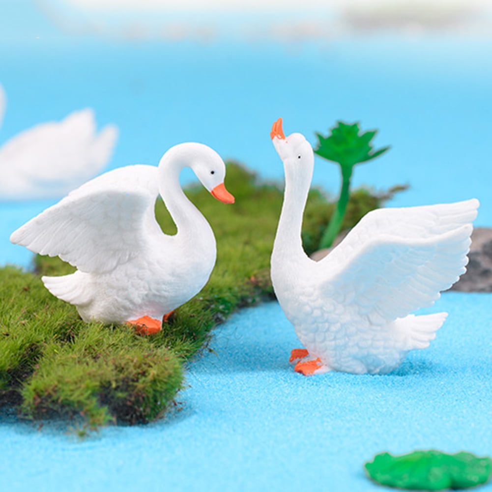1Pc Resin Couple Swan Model DIY Miniature Landscape Garden Bonsai ...