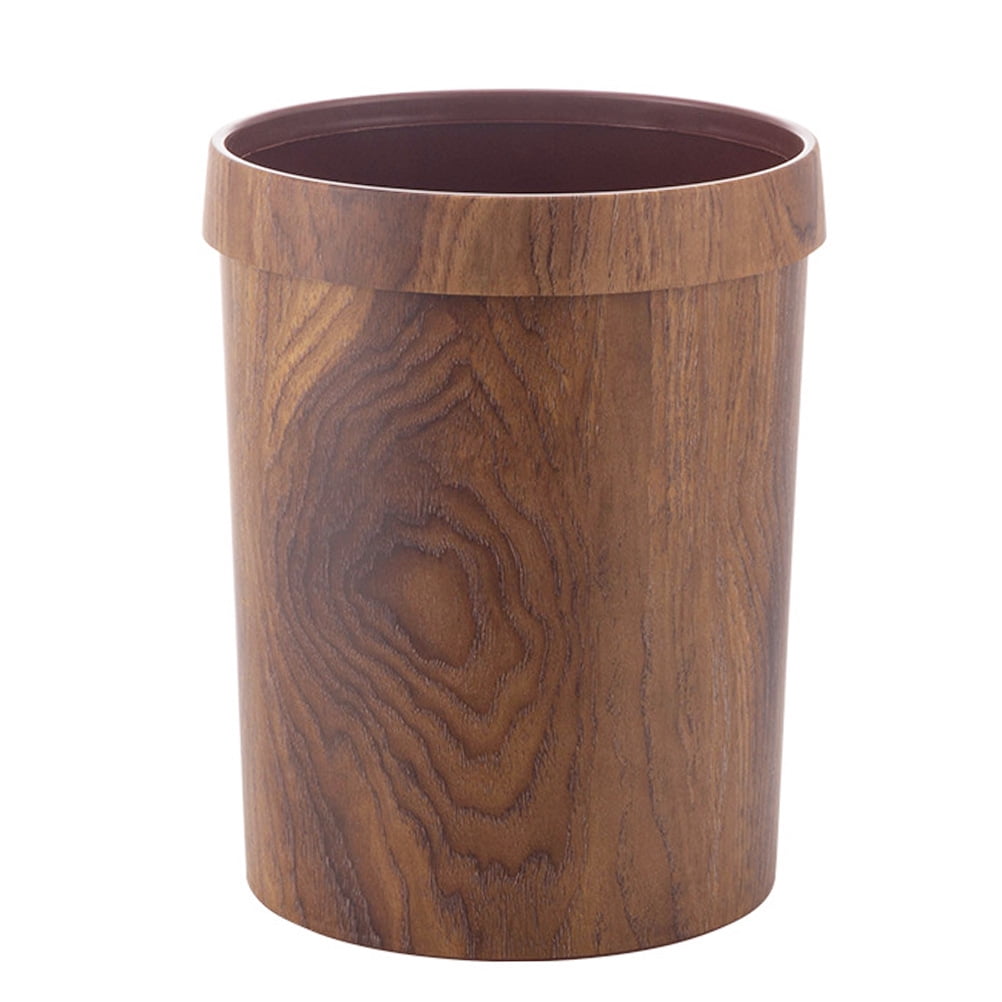 1Pc Retro Trash Bucket Imitation Wood Grain Trash Can Creative Trash ...