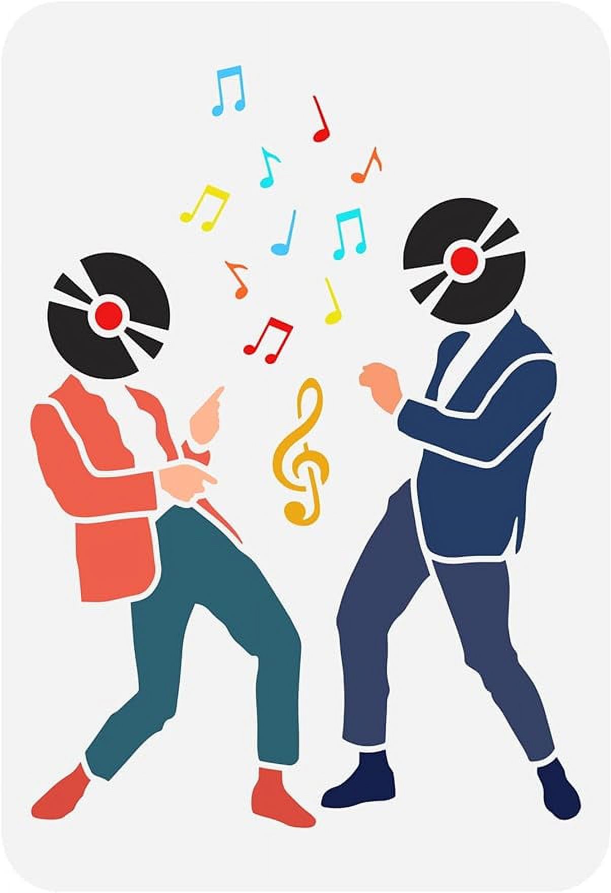 1Pc Reusable Disco Music Drawing Stencil DIY Hip Hop Music Painting Template Music Theme Stencil ...