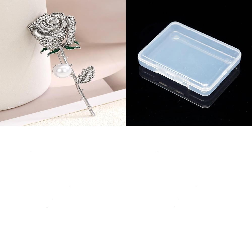 1Pc Rose Alloy Rhinestone Lapel Pins with Plastic Pearl Platinum ...