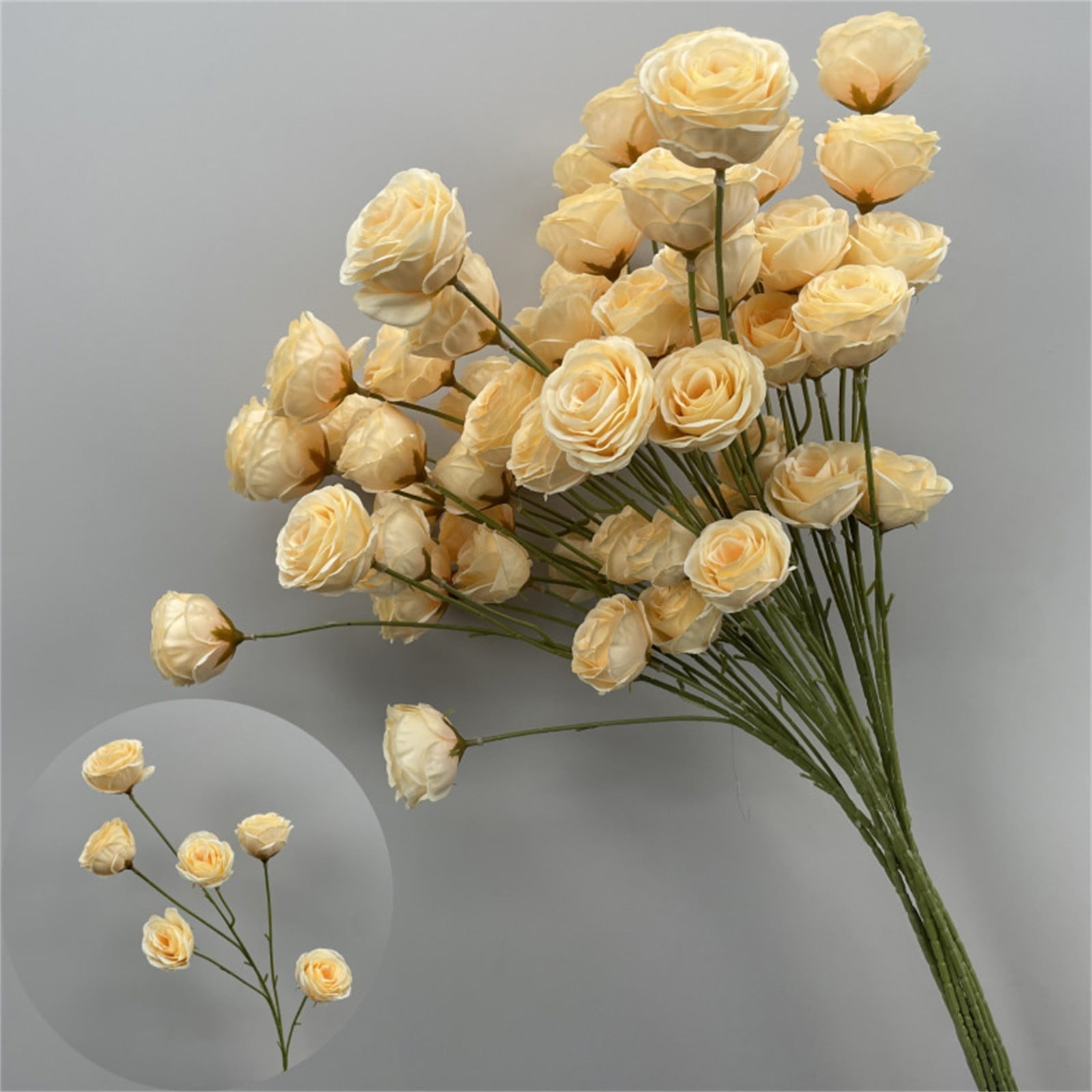 1Pc Roses Artificial Flowers,Realistic Fake Rose with Stem,6 Head ...