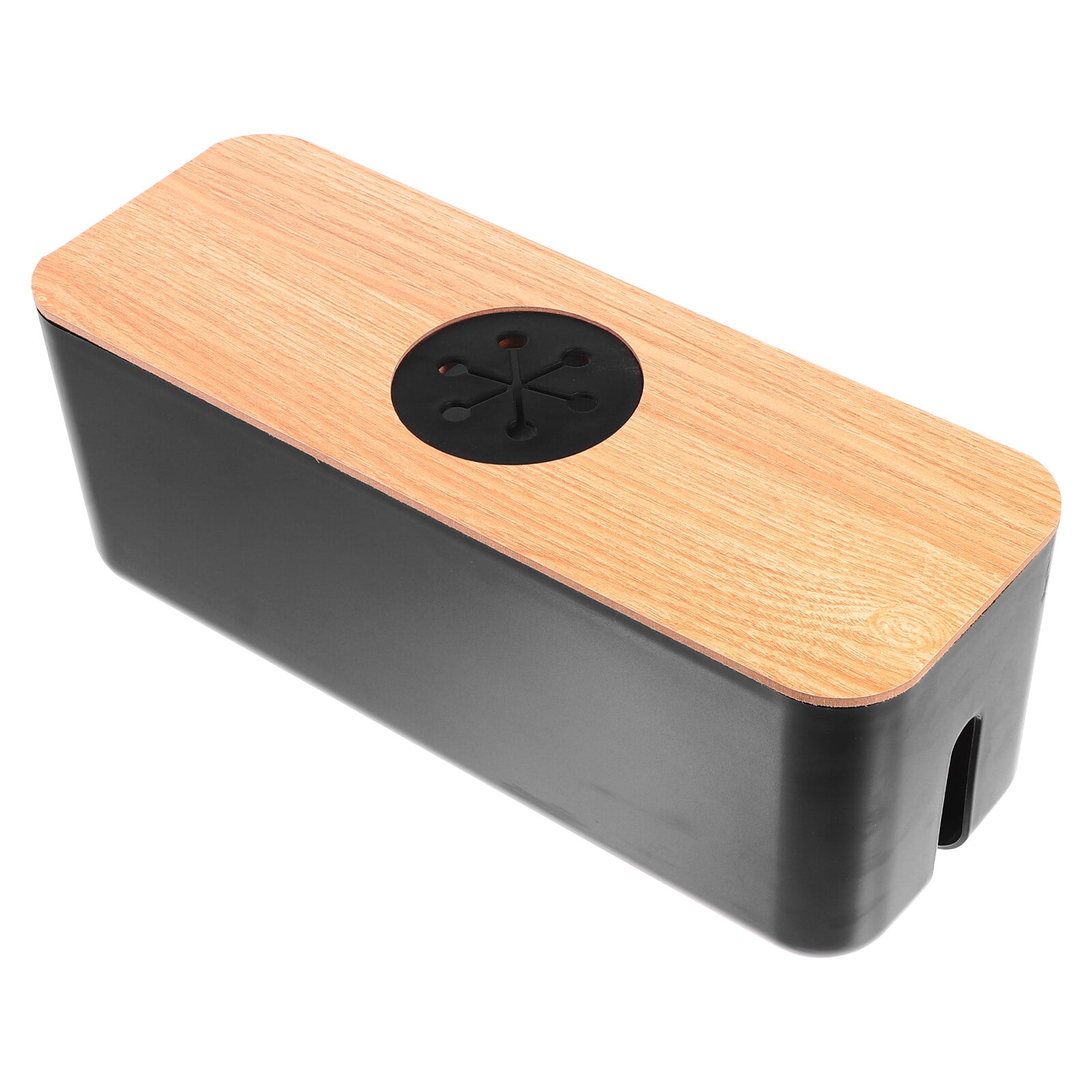 CATIEBYE 1Pack Charging Cable Organizer Box Black Wood Plastic Power ...