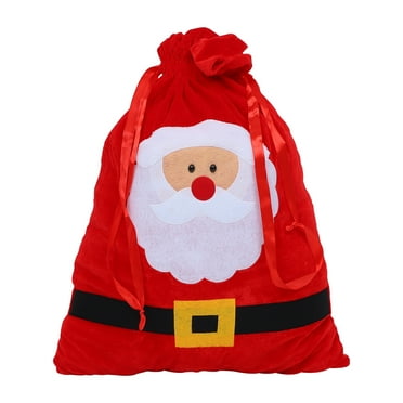 Christmas Santa & Friends felt Like Gift Sack with Drawstring (Set of 3 ...