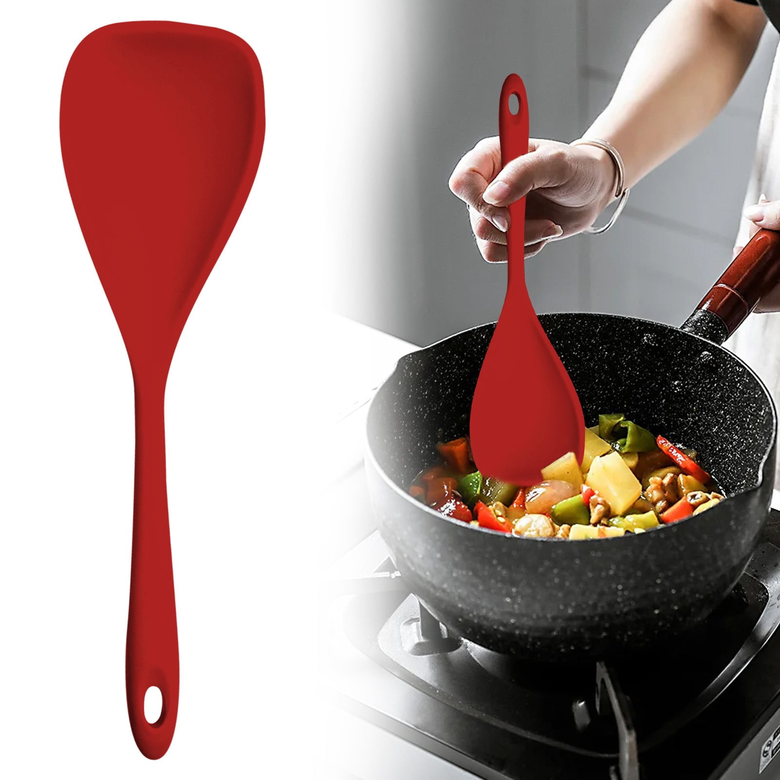 1Pc Silicone Spatulas Spoons,Heat Resistant Non-Stick Rubber Spoonula ...