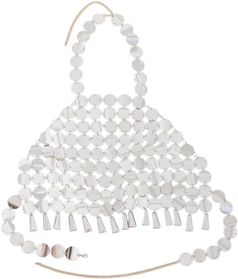 1Pc Silver Sequin Bikini Top Summer Beach Tassel Plastic Outfit Glitter ...