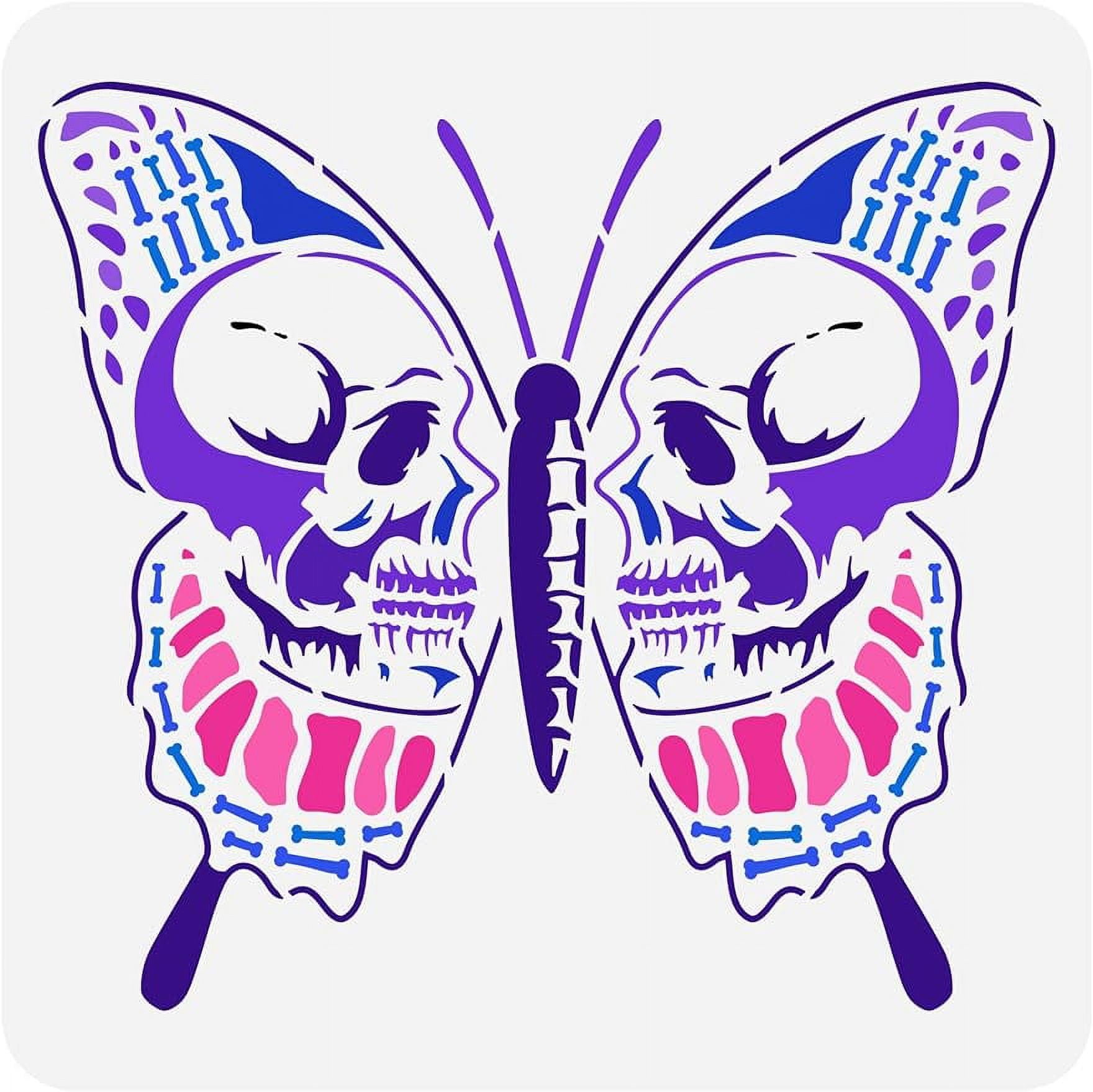 1Pc Skeleton Moth Painting Stencil Reusable Moth Skull Painting ...