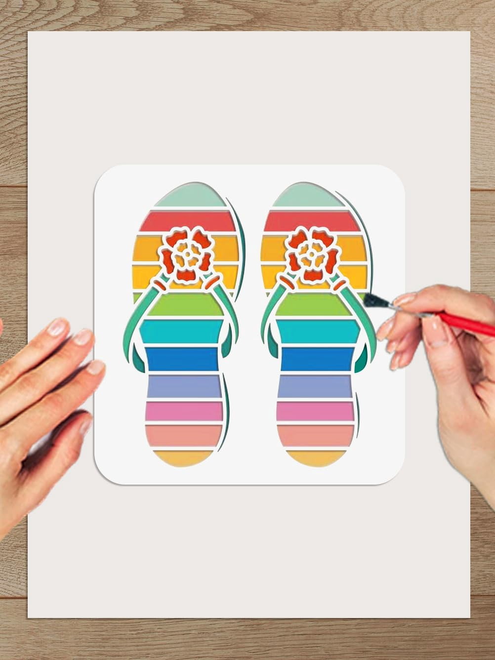 1Pc Slippers Painting Stencil Summer Theme Christmas PET Plastic Hollow ...