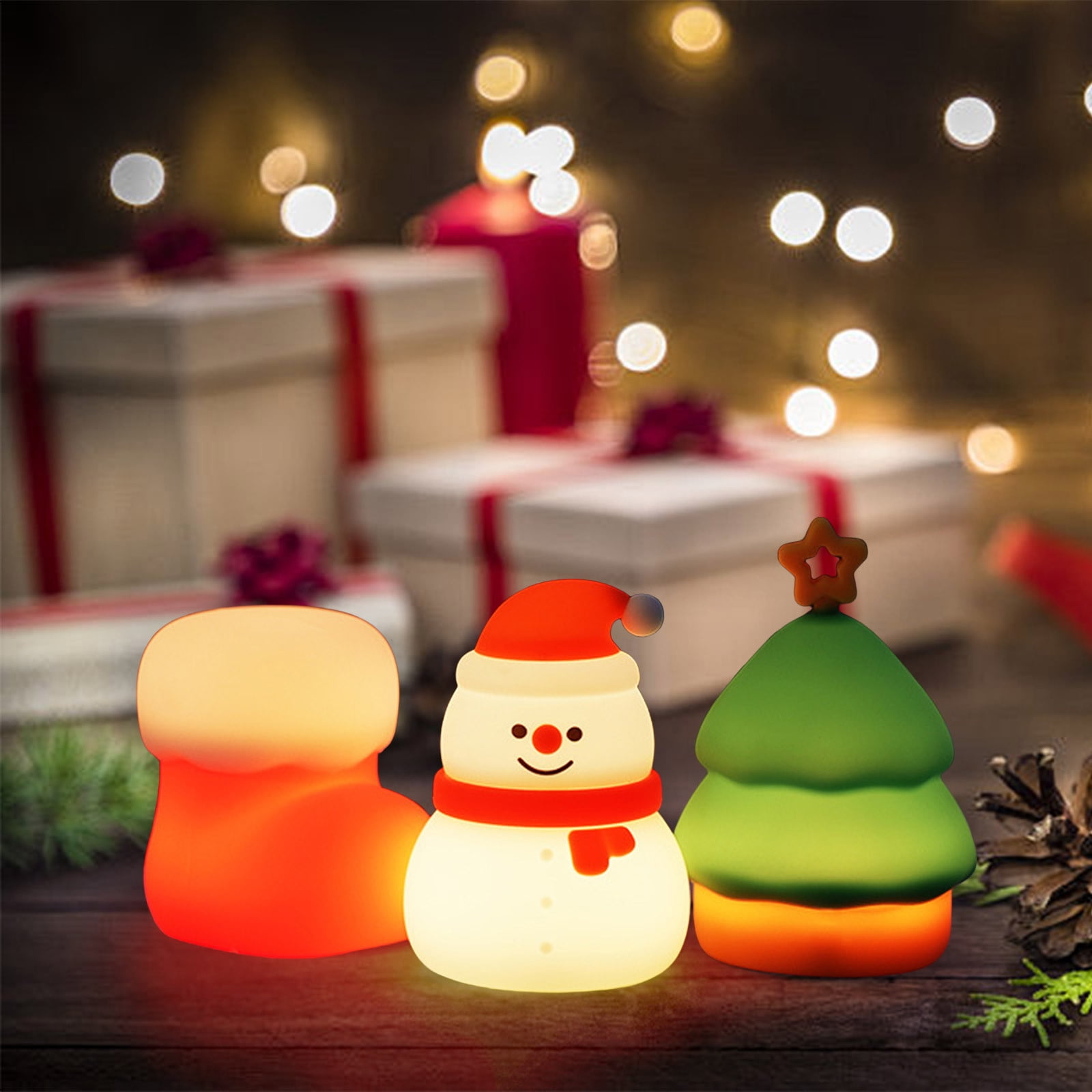 1Pc Snow Lamp Christmas Night Light,Rechargeable Dimmable Christmas ...