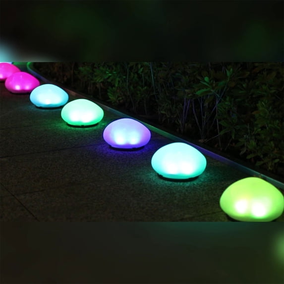 1Pc Solar Garden Lights Outdoor, Glowing Luminous Pebble Stone Lights ...