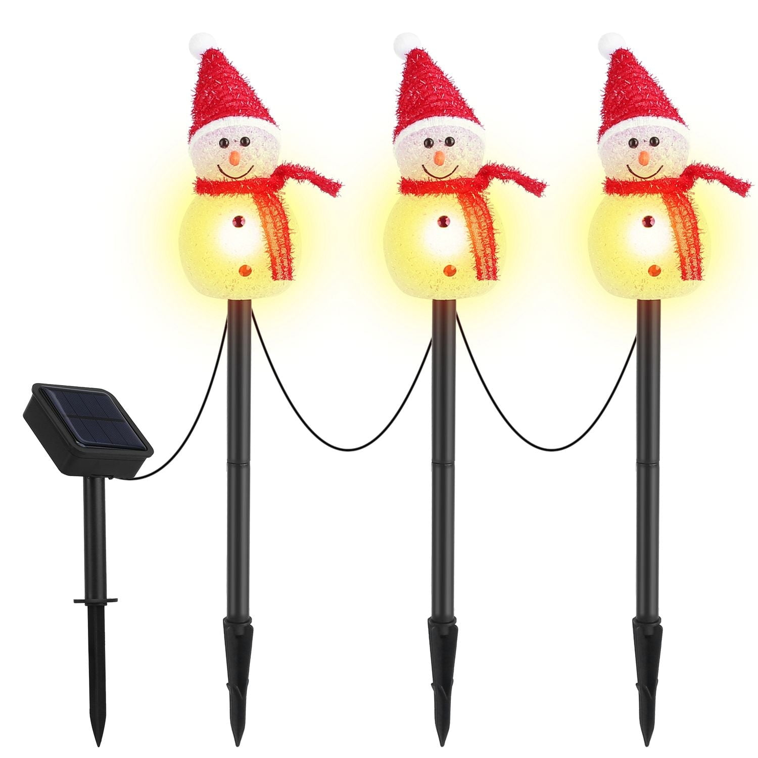 1Pc Solar Powered Lamp 3 Snowmen Outdoor Decorative Christmas Lamp ...