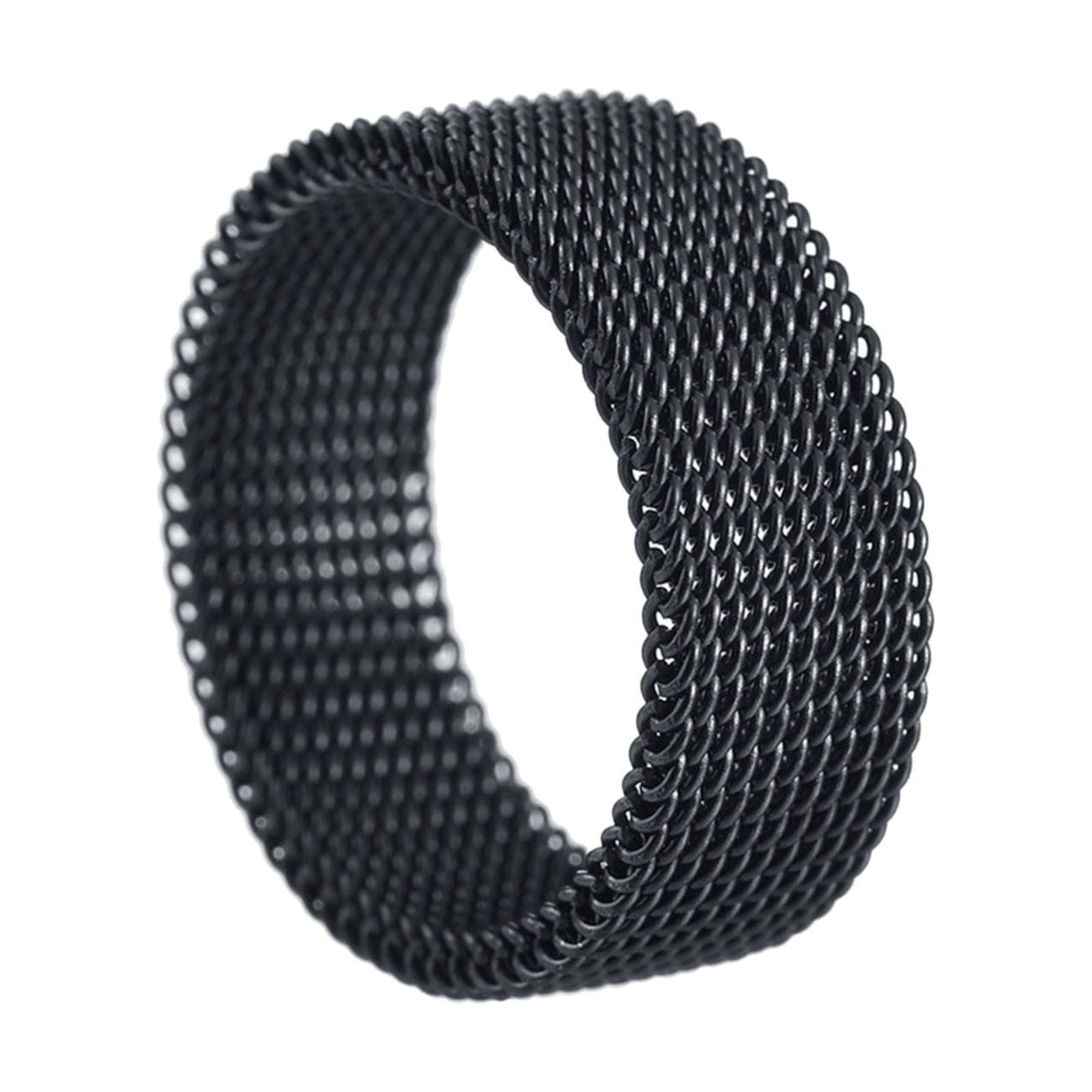 1Pc Stainless Steel 8mm Mesh Ring for Women Men Fashion Wide Woven Mesh ...