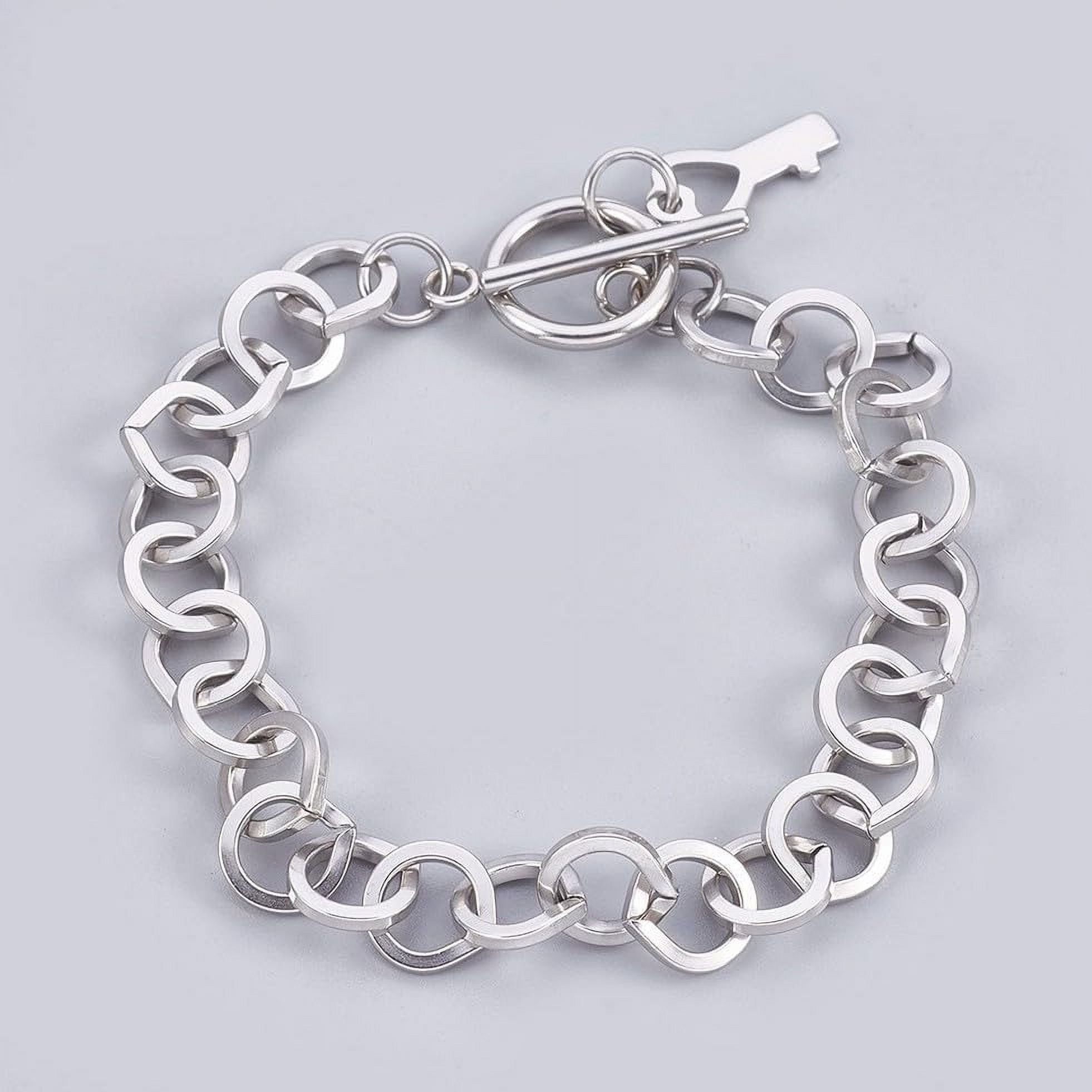 1Pc Stainless Steel Chain Bracelets with Ot Toggle Clasps Link Silver ...