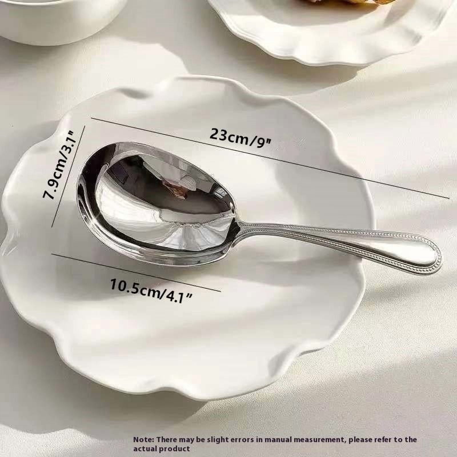 1Pc Stainless Steel Spoon Large Kitchen Spoon Flat-bottomed Rice Soup ...