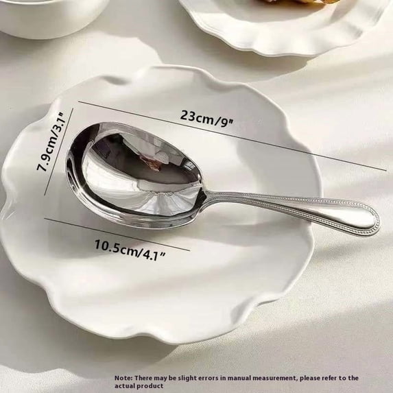 1Pc Stainless Steel Spoon Large Kitchen Spoon Flat-bottomed Rice Soup ...