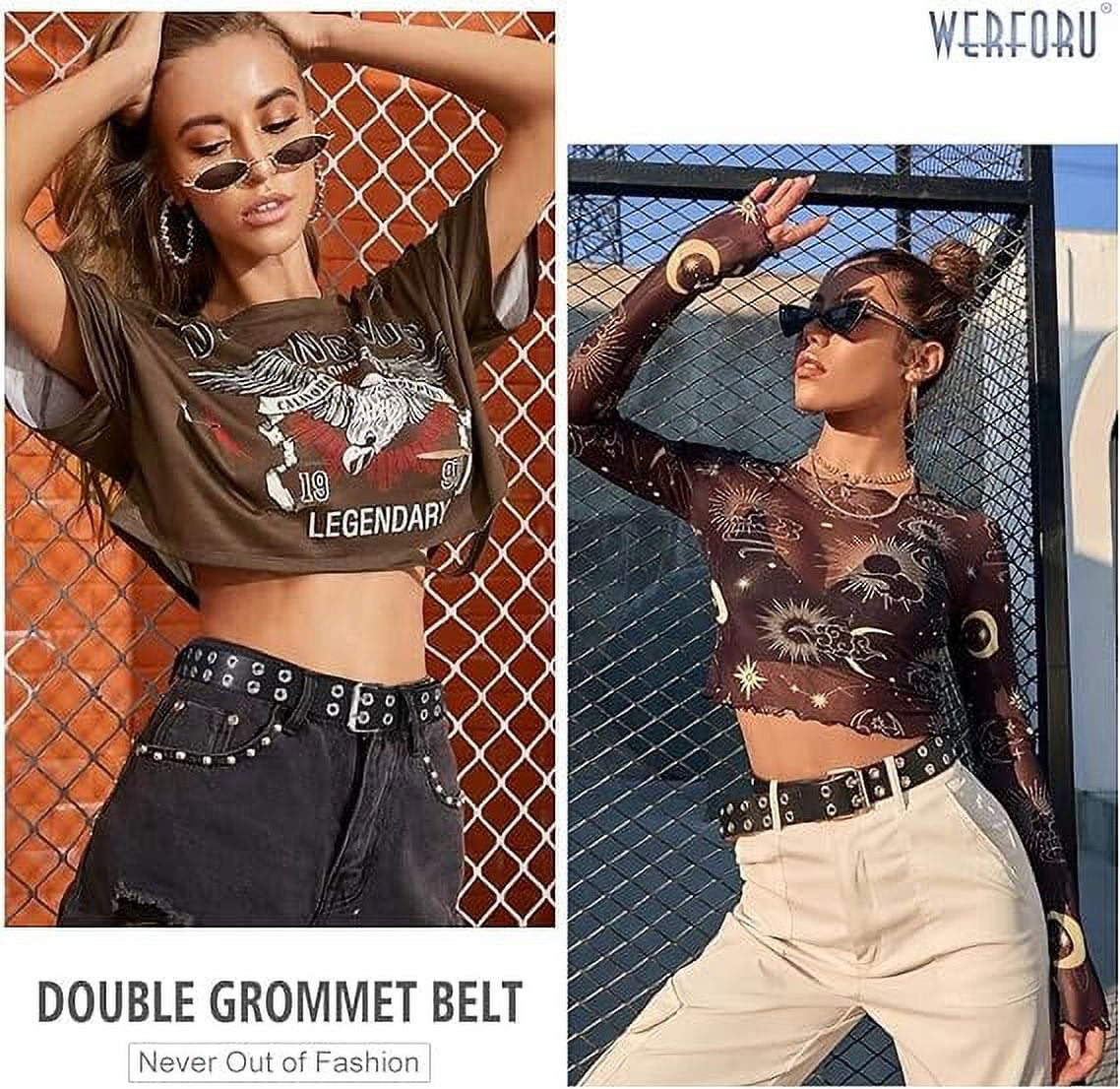 1Pc Studded Belt, Leather Belts for Men, Punk Studded Rock Belt for ...