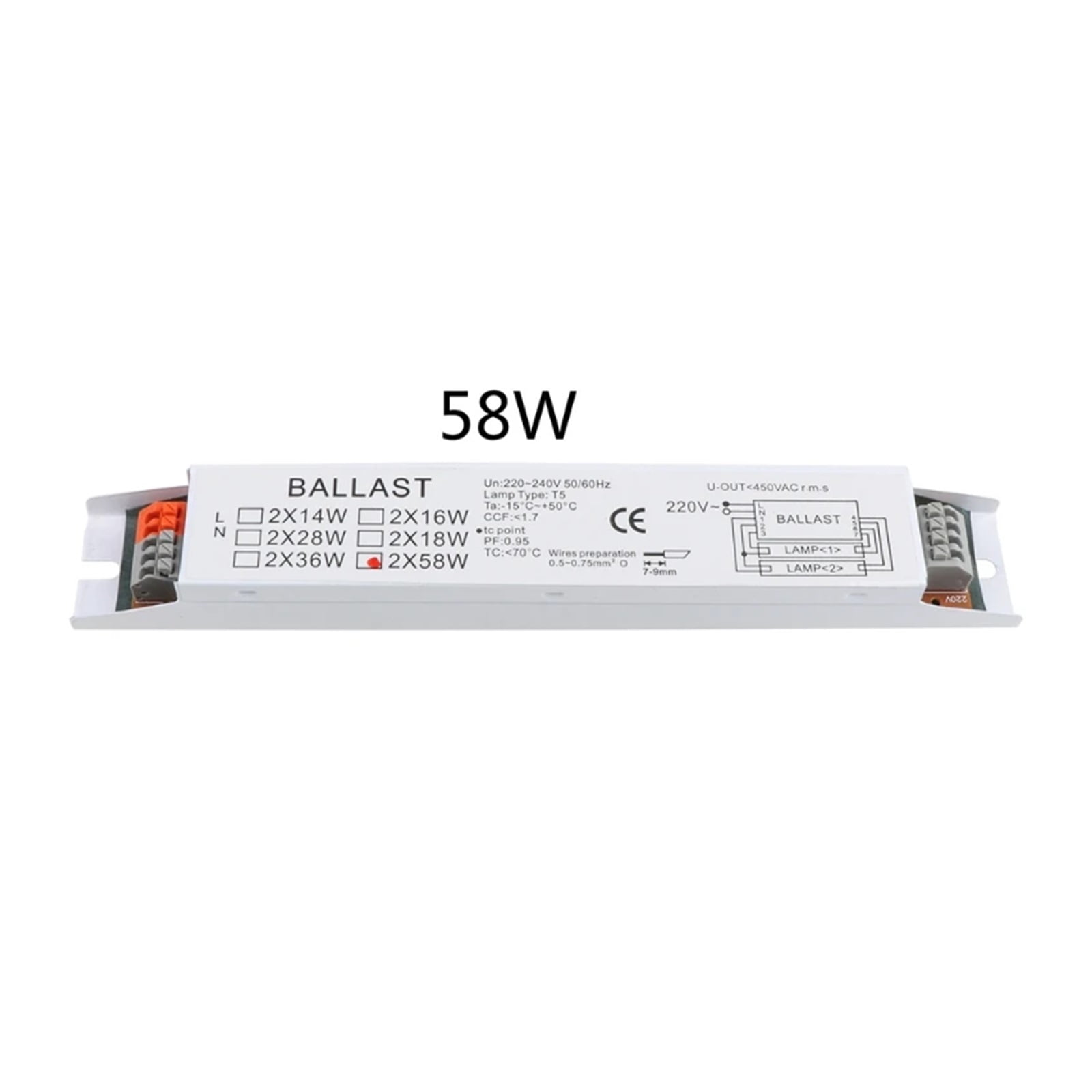 1Pc T8 220-240V AC 2x58W Wide Voltage Electronic Ballast Fluorescent ...