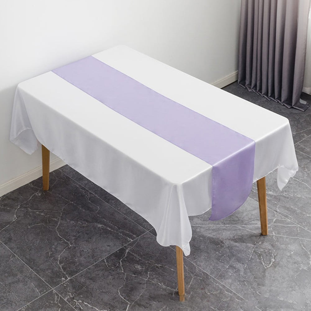 1Pc Table Runners 11.8 x 108 Inch, Rectangular Smooth Satin Silk Table ...