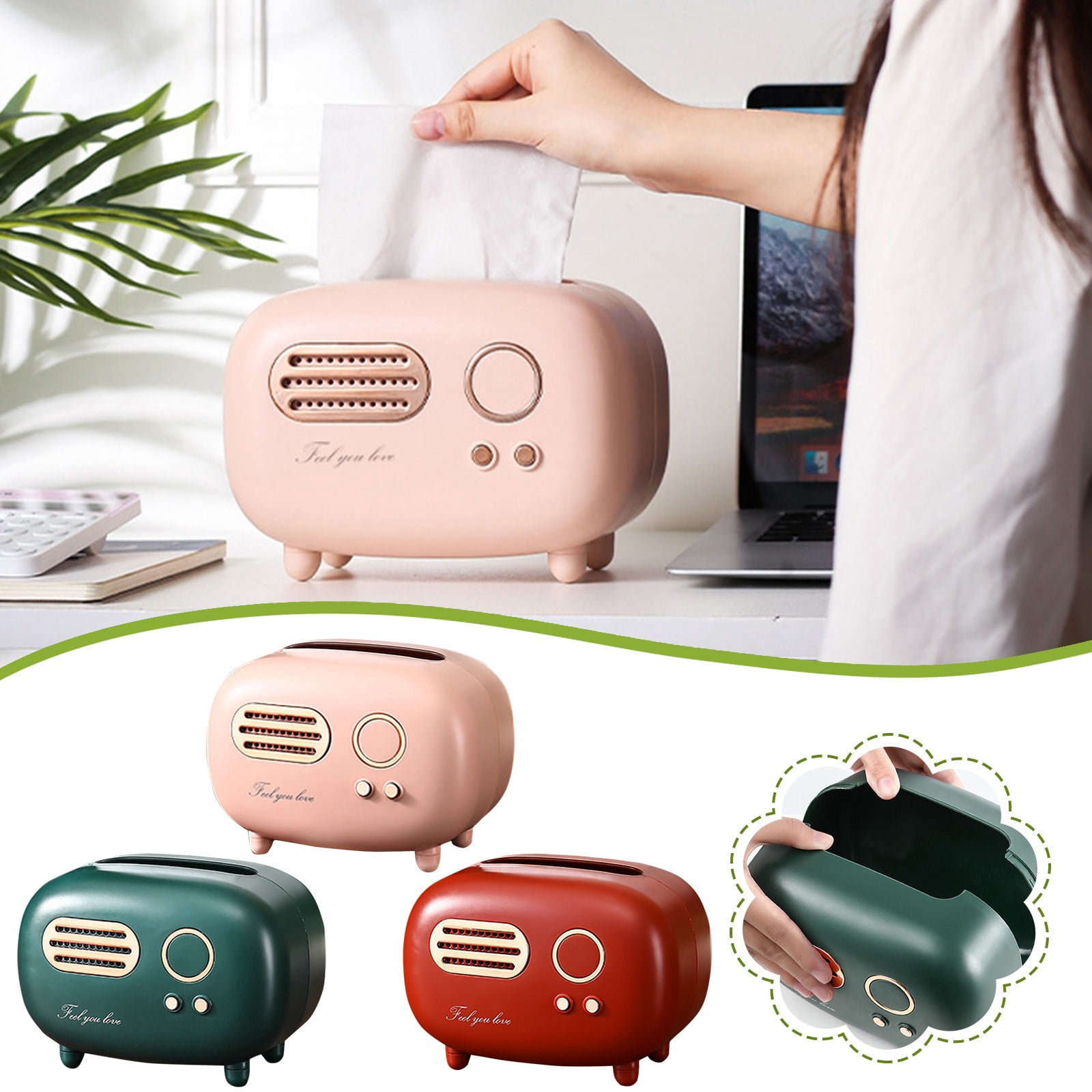 1Pc Tissue Box Retro Radio Drawer Living Room Light Luxury Home ...