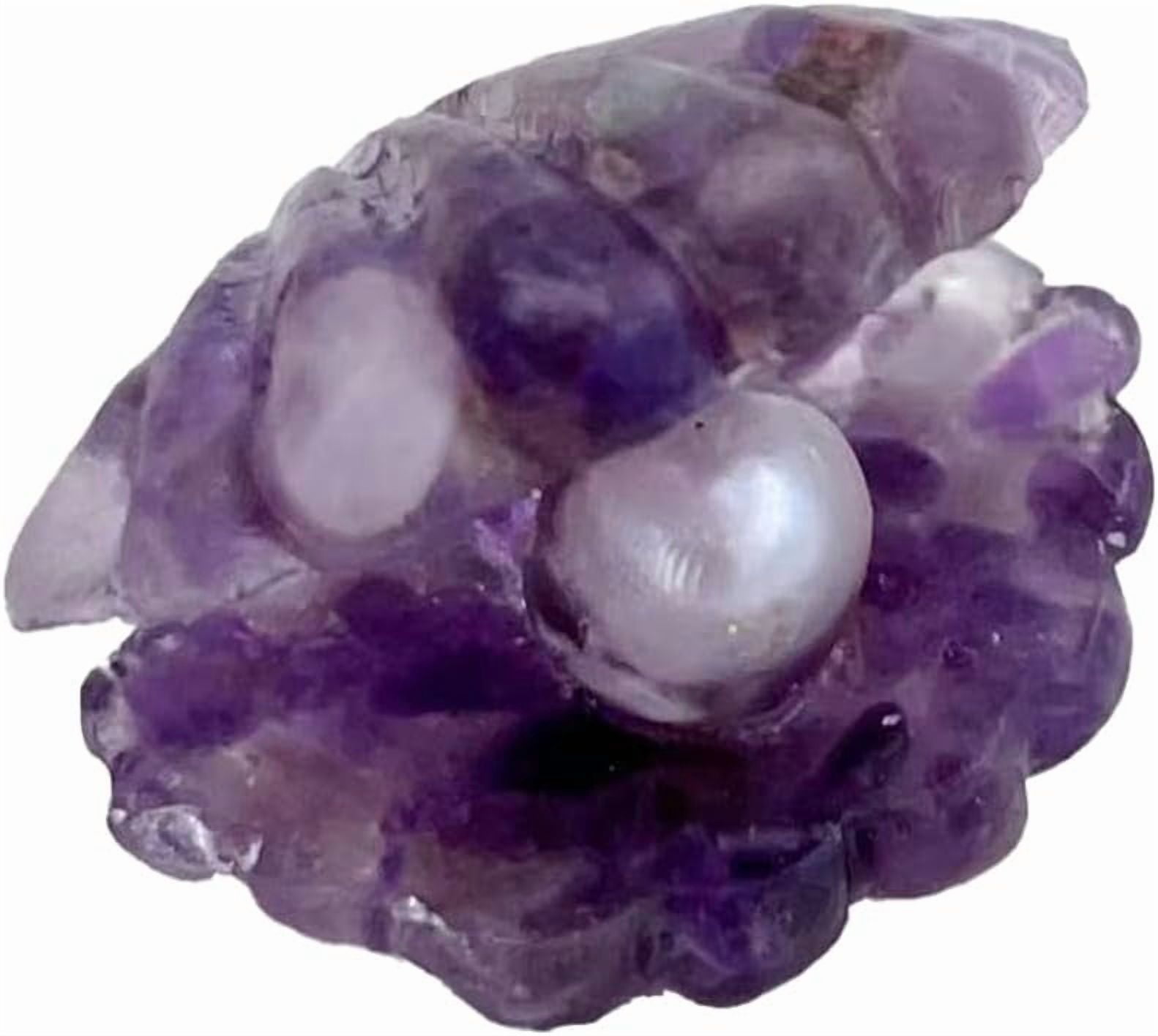 1Pc Transparent Shell Figurine with Imitation Pearl and Amethyst Chips ...