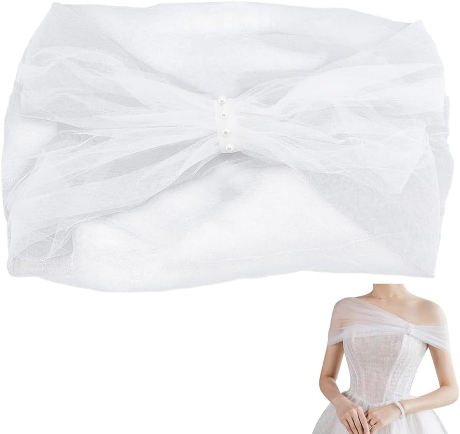 1Pc Tulle Bridal Shawl 870mm(34.2 Inch) White Wedding Dress Straps ...
