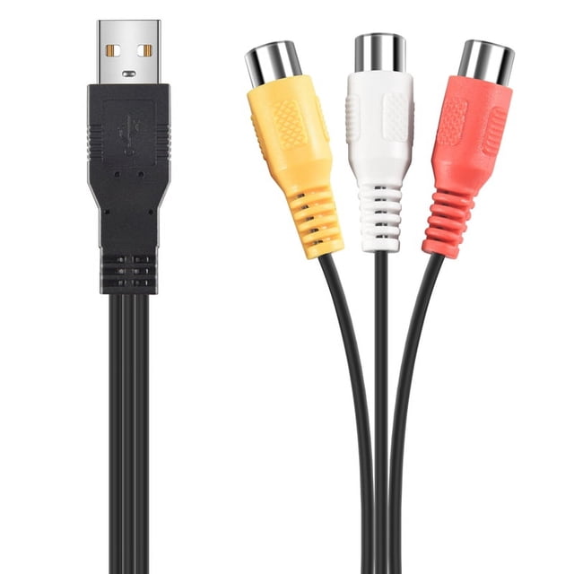 1Pc Usb Male Plug To 3 Female Adapter Audio Converter Video Av A/V ...