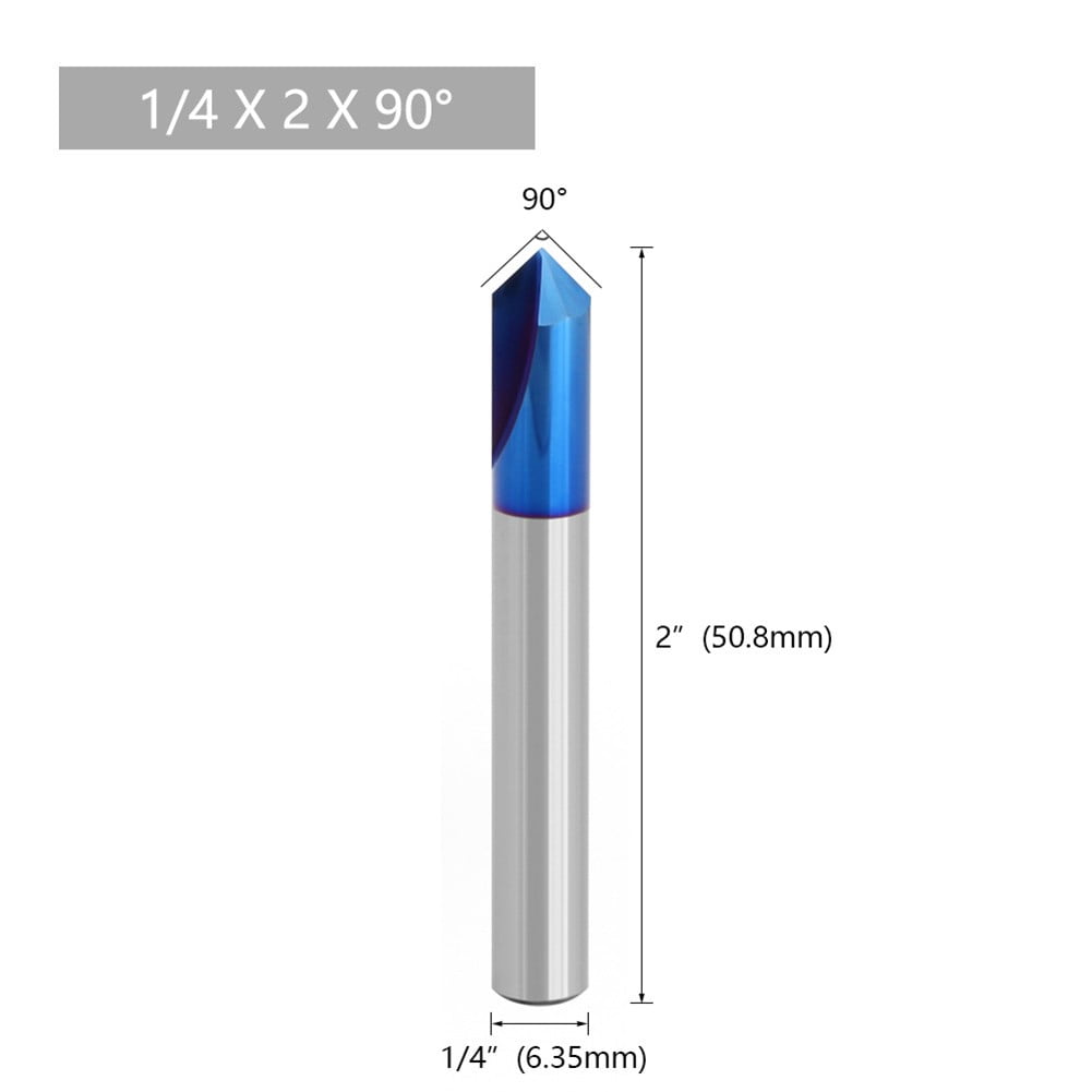1Pc V Bit 1/4In Shank 2Flute V Groove Router Bit for Wood Cnc Engraving ...