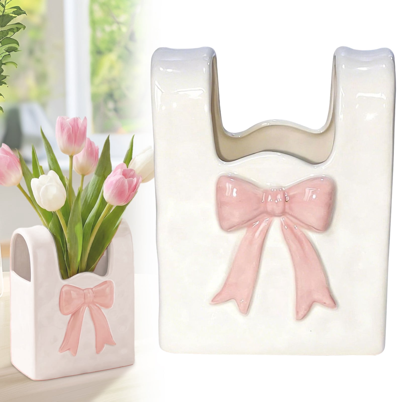 1Pc Vase Bow Ceramic Vase For Living Room,Ceramics (D) - Walmart.com