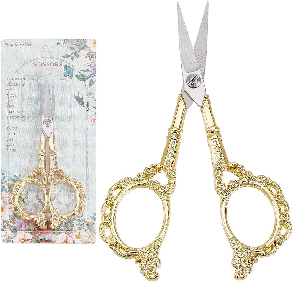 1Pc Vintage Gold Sewing Scissors Flower Embroidery Scissors Stainless ...