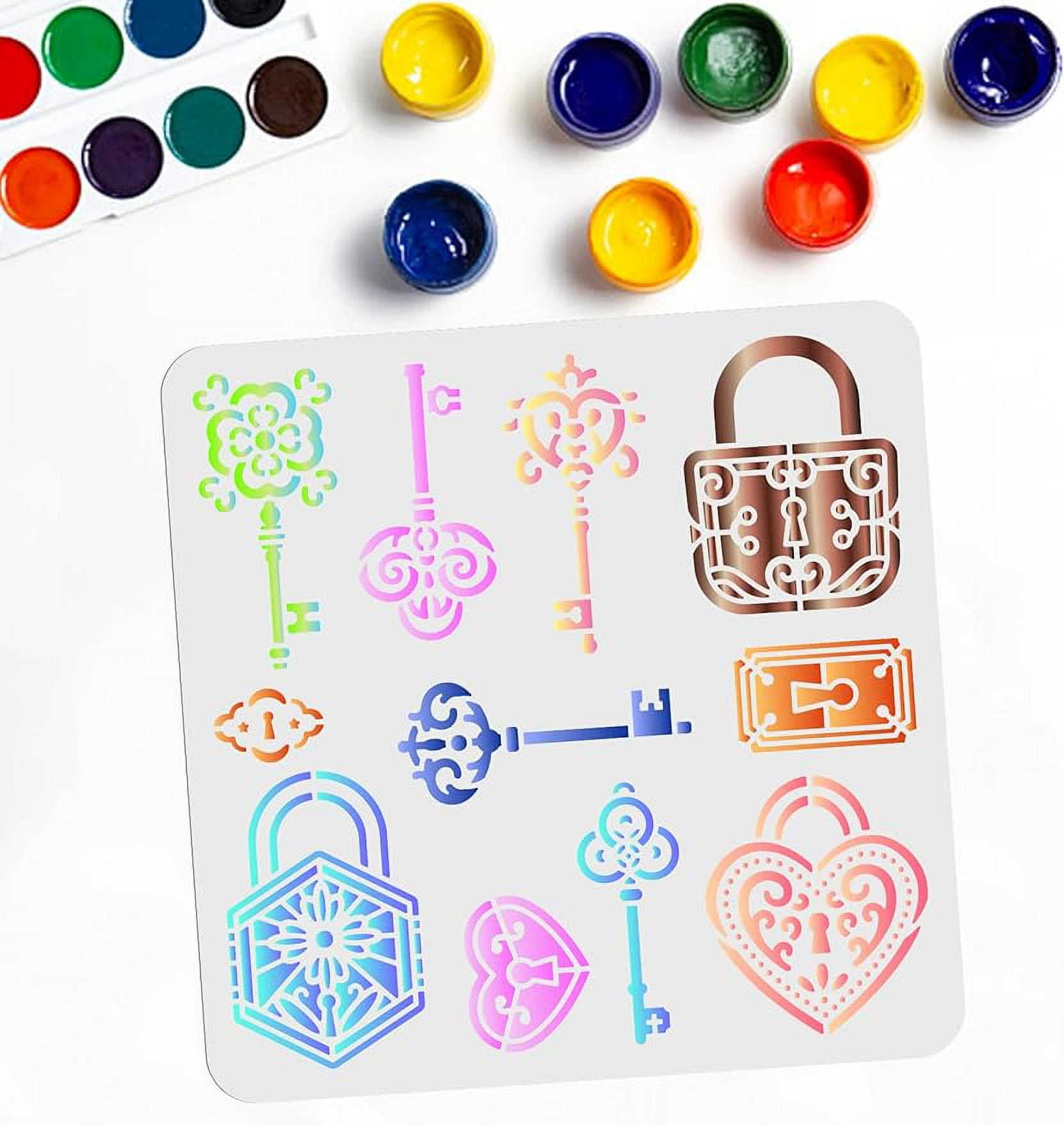 1Pc Vintage Key Lock Reusable Painting Stencil Drawing Template on ...