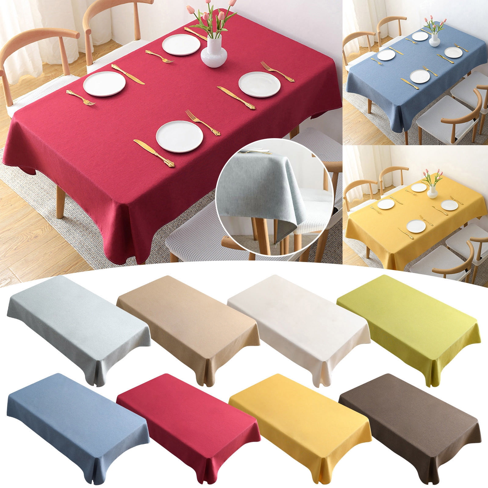1Pc Wallpaper Clearance! 31×47In Solid Color Tablecloth Round Style ...
