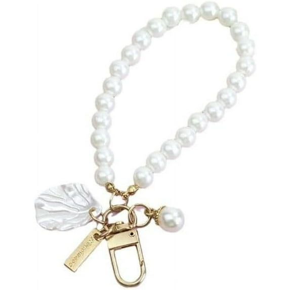 1Pc White Women's Imitation Pearl Chain Key Chain,Key Ring Charm Gifts ...