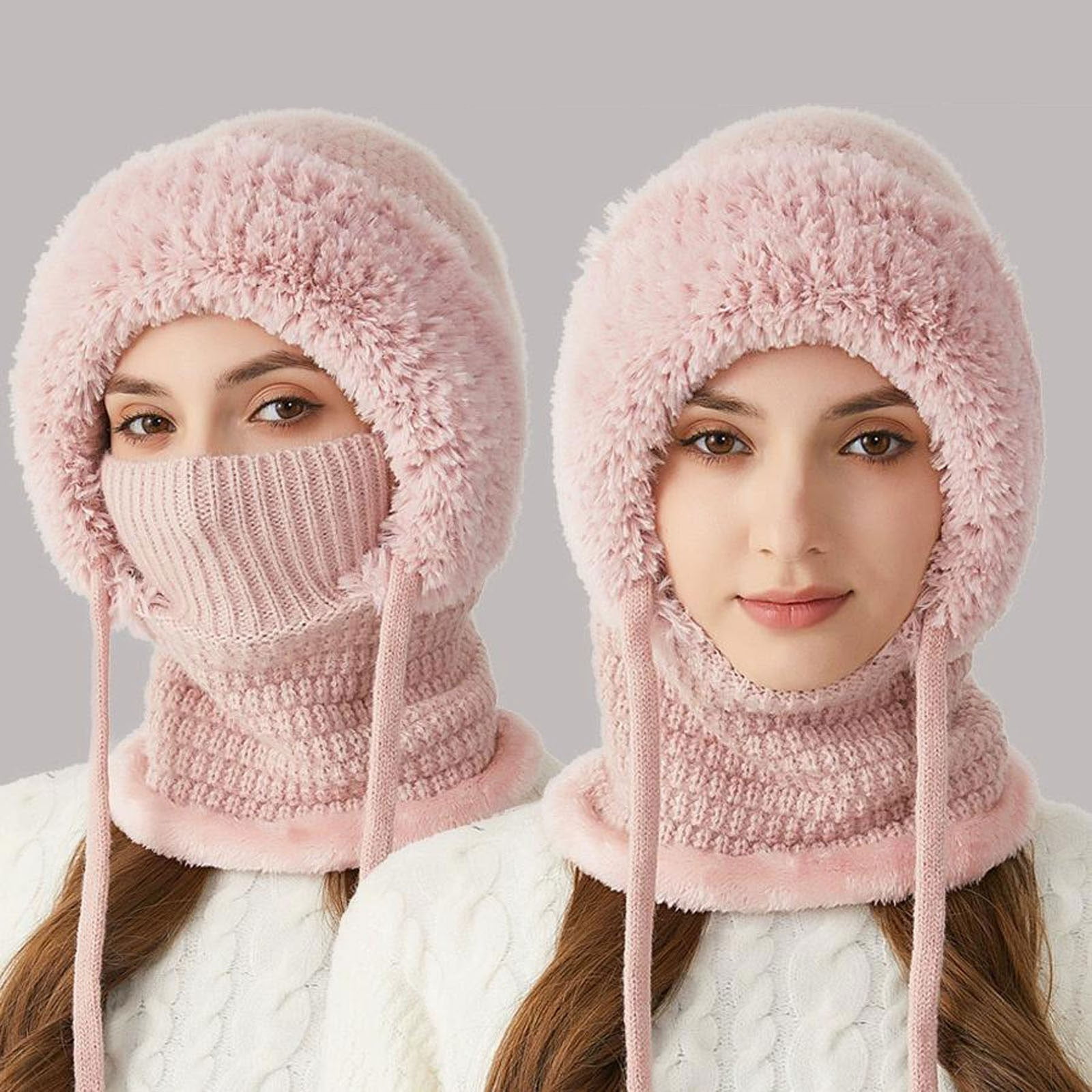 1Pc Winter Cold Knitted Hats,Knit Beanie Hat with Scarf and Mask ...