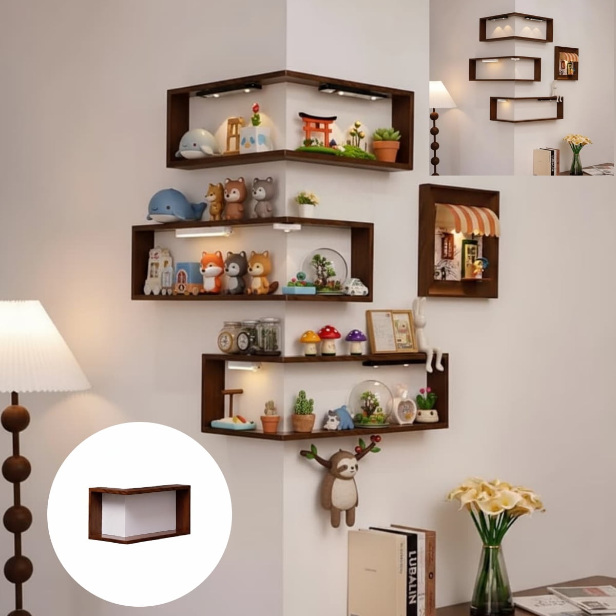 1Pc Without Light Corner Shelf Wall Mount,Room Decor Aesthetic,Corner ...