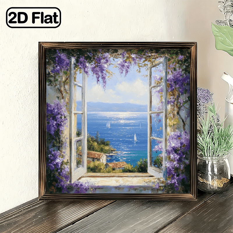 1Pc Wood Frame Sign Floral Window Wall Art Paintings Ideal Gift For ...