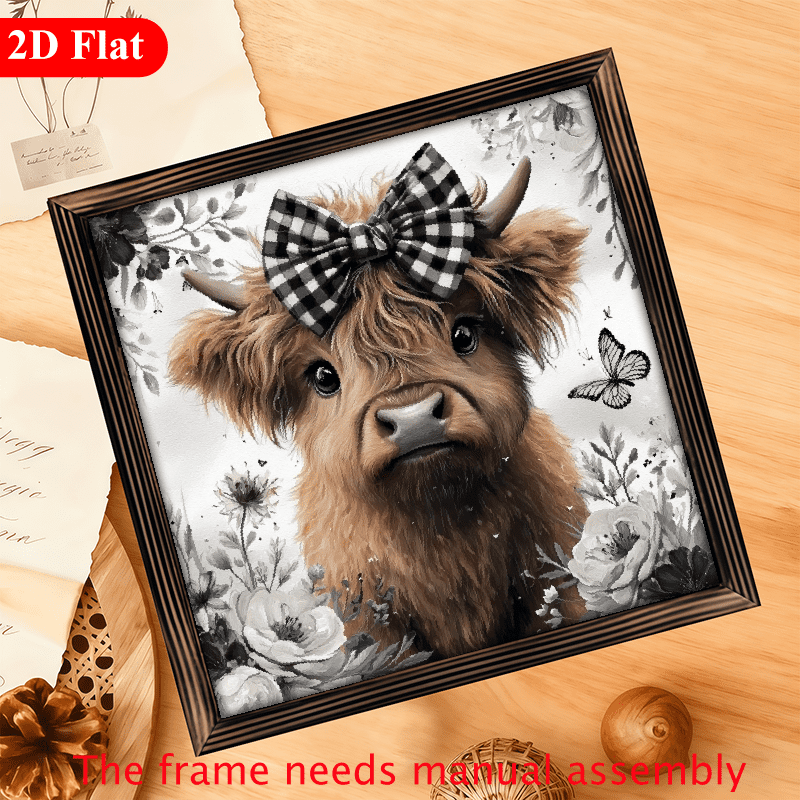 1Pc Wood Frame Sign Highland Cow Rustic Plaid Highland Cow Farmhouse ...